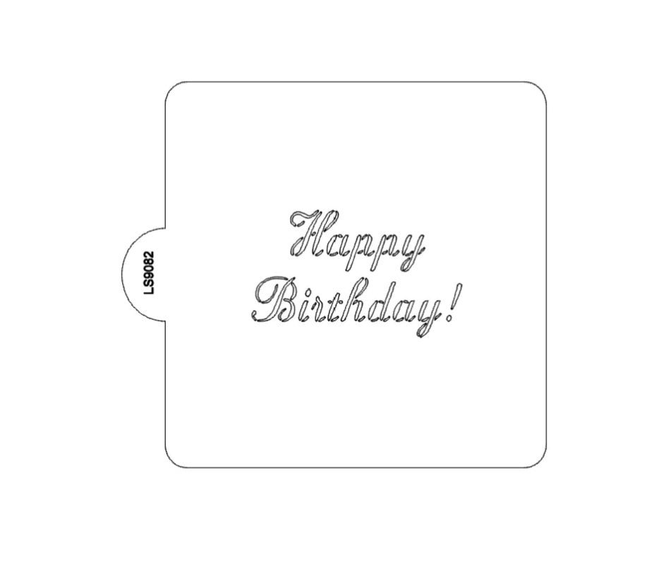 Happy Birthday Script Font Stencil | Sweet Creations Unlimited, Inc.